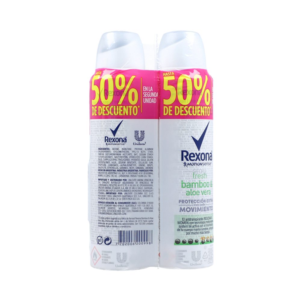 Promo Antitranspirante Aerosol Rexona Paquete X 2 Bamboo X 150Ml | Los ...