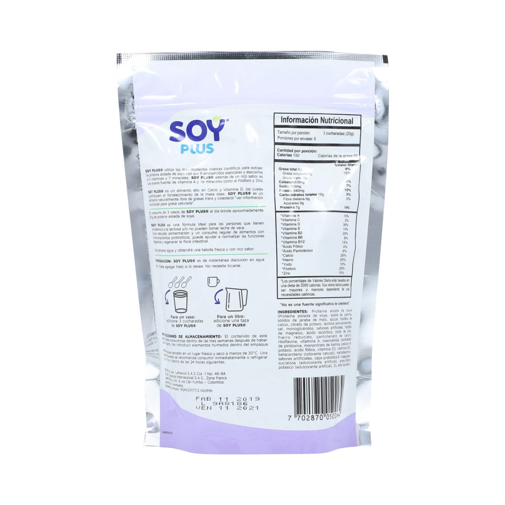 Soy Plus Sin Lactosa Bolsa X 200Gr Vainilla | Los expertos en ahorro ...