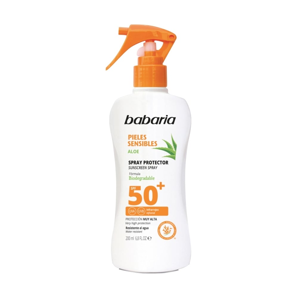 Protector Solar En Spray Babaria Pieles Sensibles Con Aloe Spf 50 ...