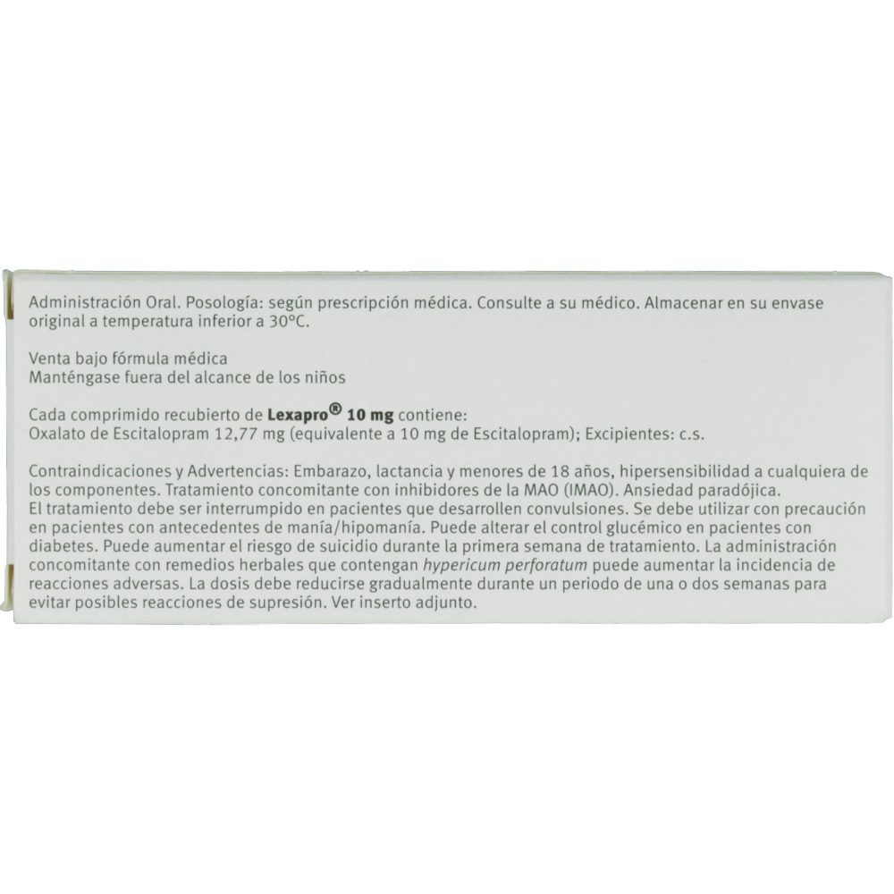 Lexapro Tabletas Recubiertas 10Mg Caja X 28 | Los expertos en ahorro Cruz Verde Colombia