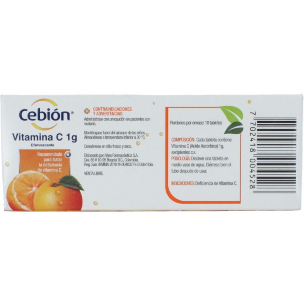 Cebión 1Gr Tableta Efervescente Tubo X 10 Naranja | Los expertos en ...