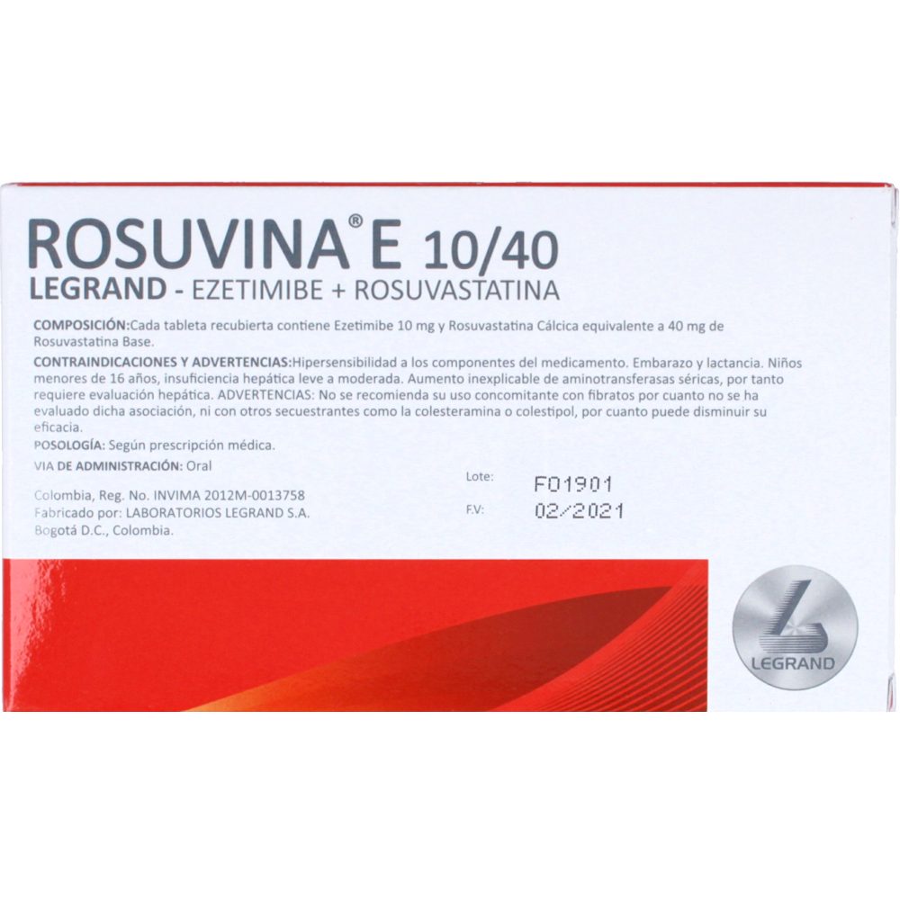 Rosuvina Legrand E (10+40)Mg Caja X 28 Tabletas Recubiertas | Los ...