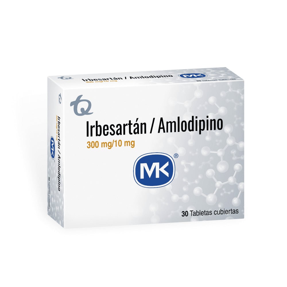 Amlodipino+Irbesartan (10+300)Mg Tabletas Recubiertas Cajas X 30 Mk | Cruz Verde