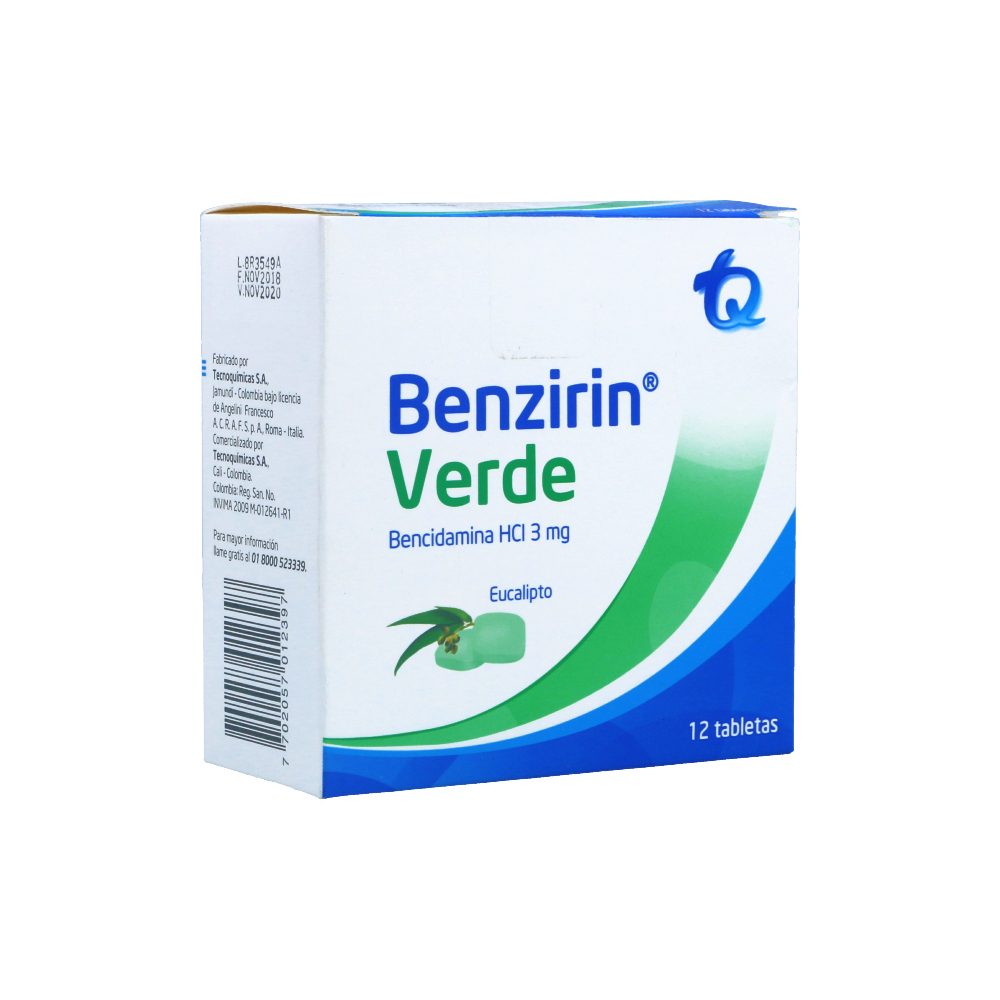 Benzirin Verde 3Mg Caja X 12 Tabletas Masticable Eucalipto | Los ...