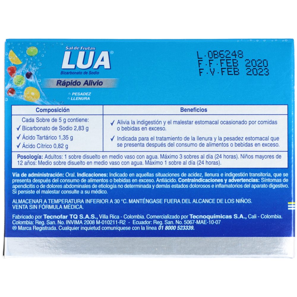 Sal De Frutas Lúa Polvo Efervescente Caja X 8 Sobres X 5G | Los ...