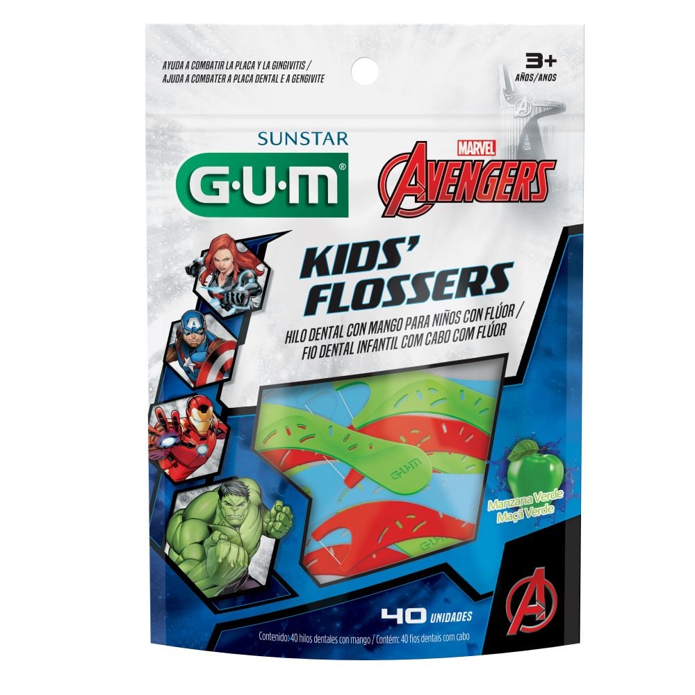 Hilo Dental Infantil Con Mango Gum Flosser Avengers Paquete X 40 ...