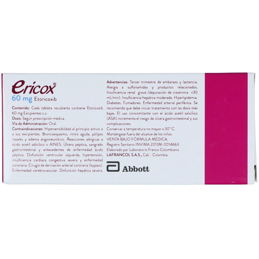 Ericox 60Mg Caja X 14 Tabletas Recubiertas | Los expertos en ahorro ...
