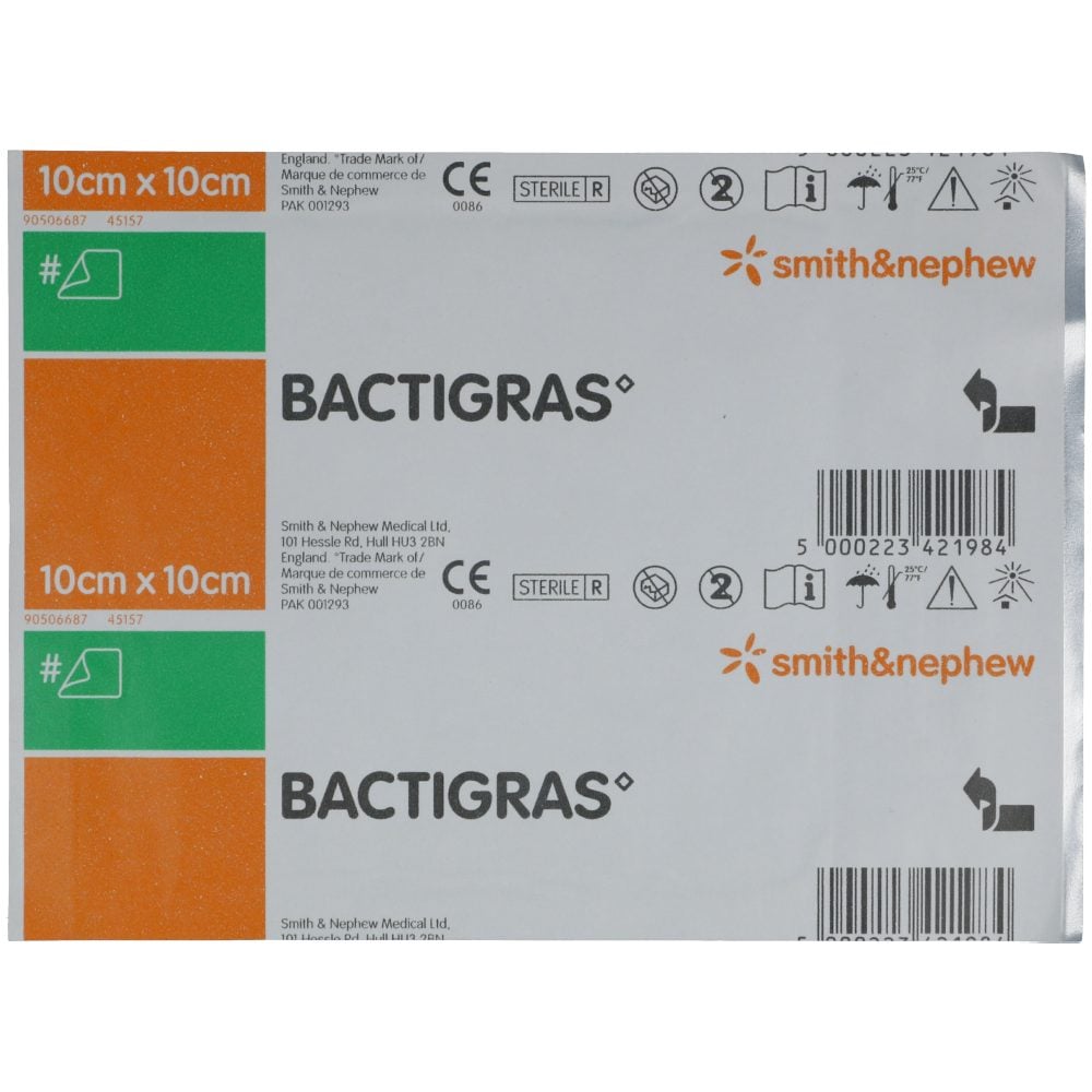 Apósito Bactigras 10x10 cm - 1 unidad | Cruz Verde