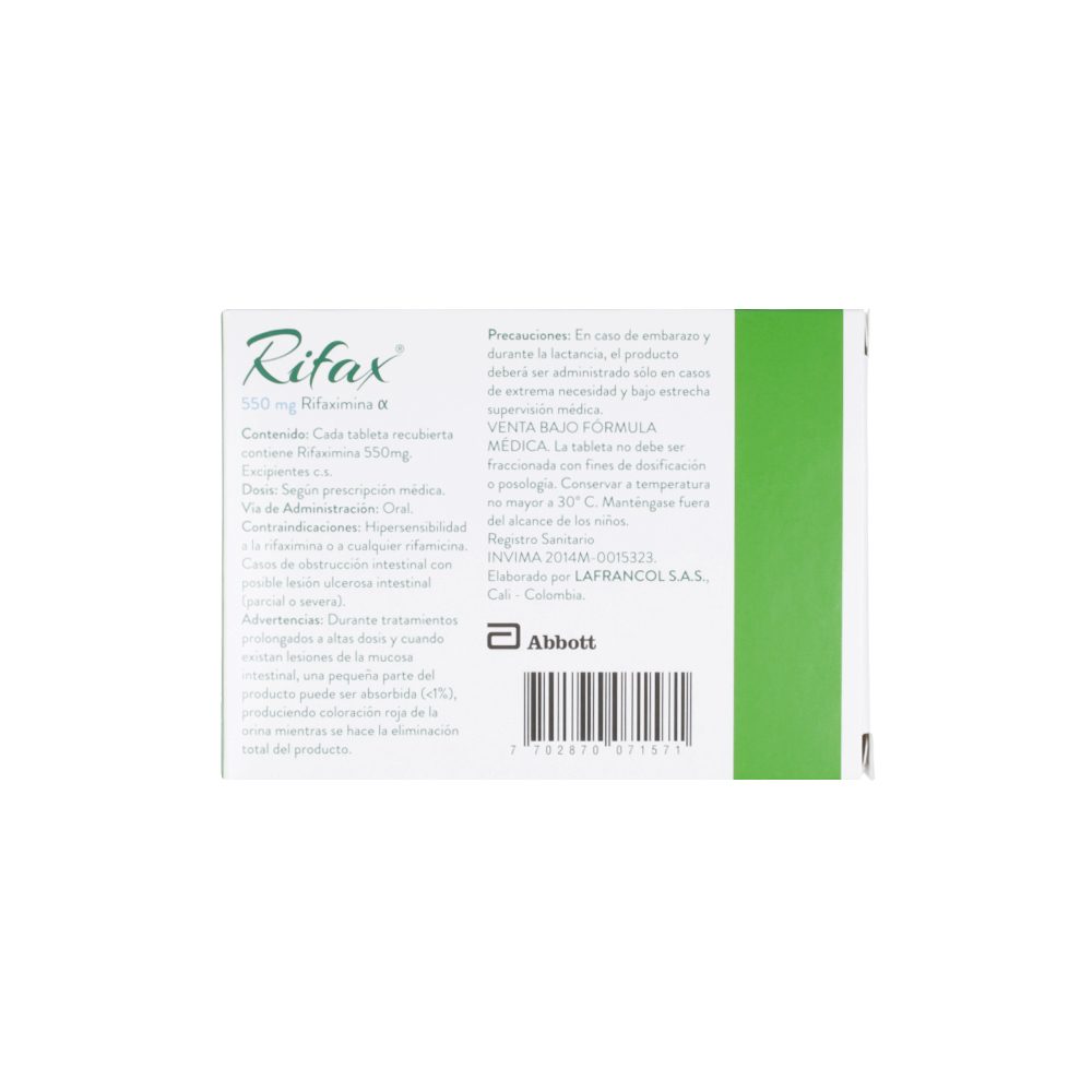 Rifax 550Mg Caja X 14 Tabletas Recubiertas | Los expertos en ahorro ...