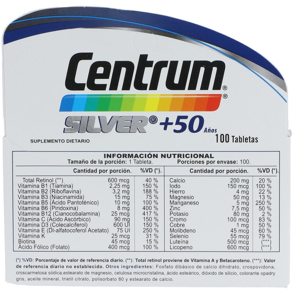 Centrum Silver + 50 Anos Tableta Frasco X 100 | Los expertos en ahorro ...