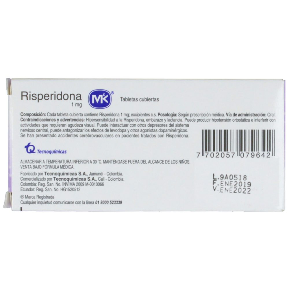 Risperidona Tabletas Recubiertas 1Mg Caja X 20 | Los expertos en ahorro ...