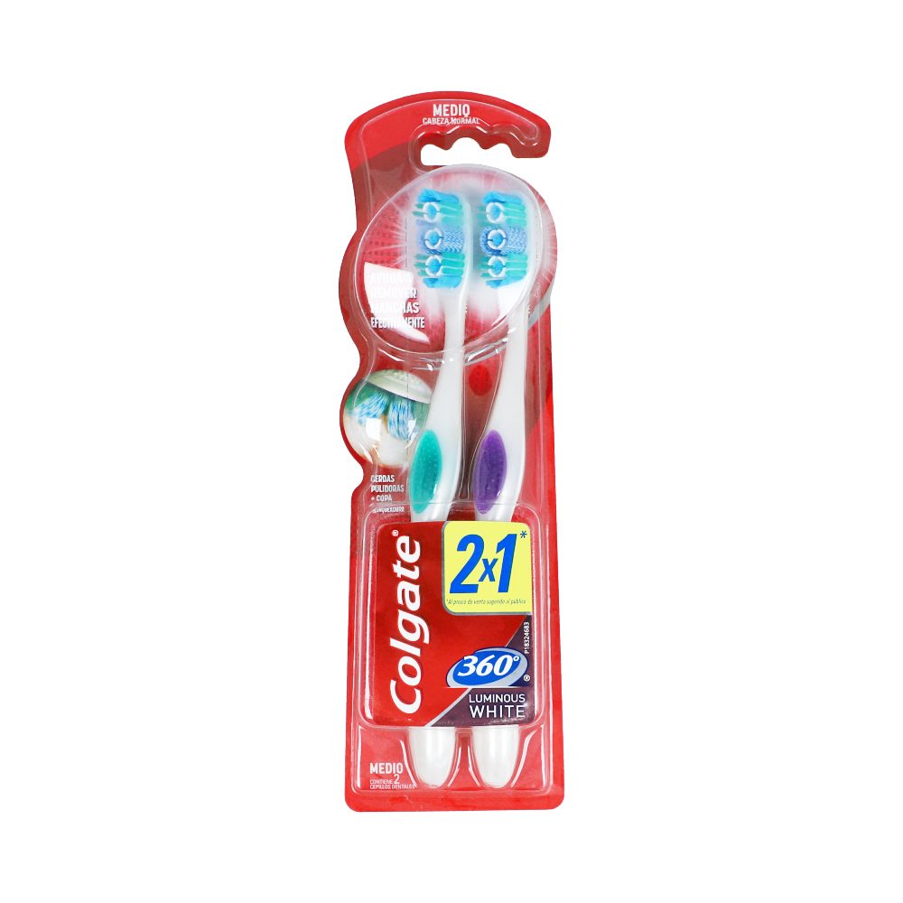 Colgate Oferta Cepillo 360 Luminous White Advanced2X1Suave Sobre X 2 ...