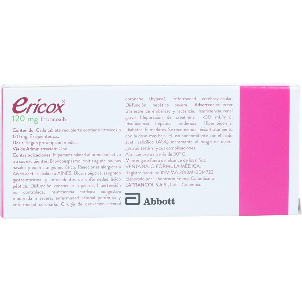 Ericox 120Mg Caja X 7 Tabletas Recubiertas | Los expertos en ahorro ...