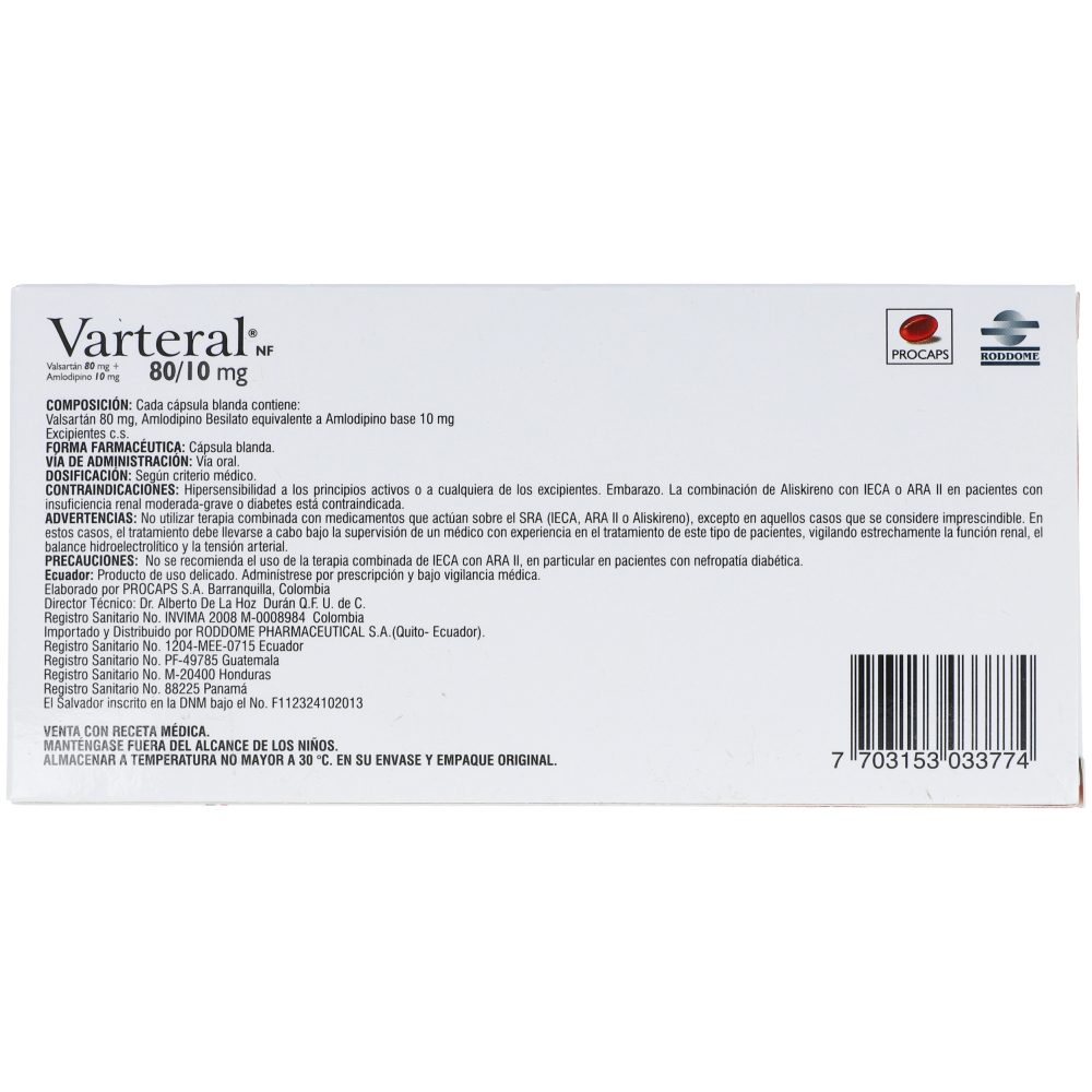Varteral Nf Cápsulas Blandas (10+80 ) mg Caja X 28 | Los expertos en ahorro Cruz Verde Colombia