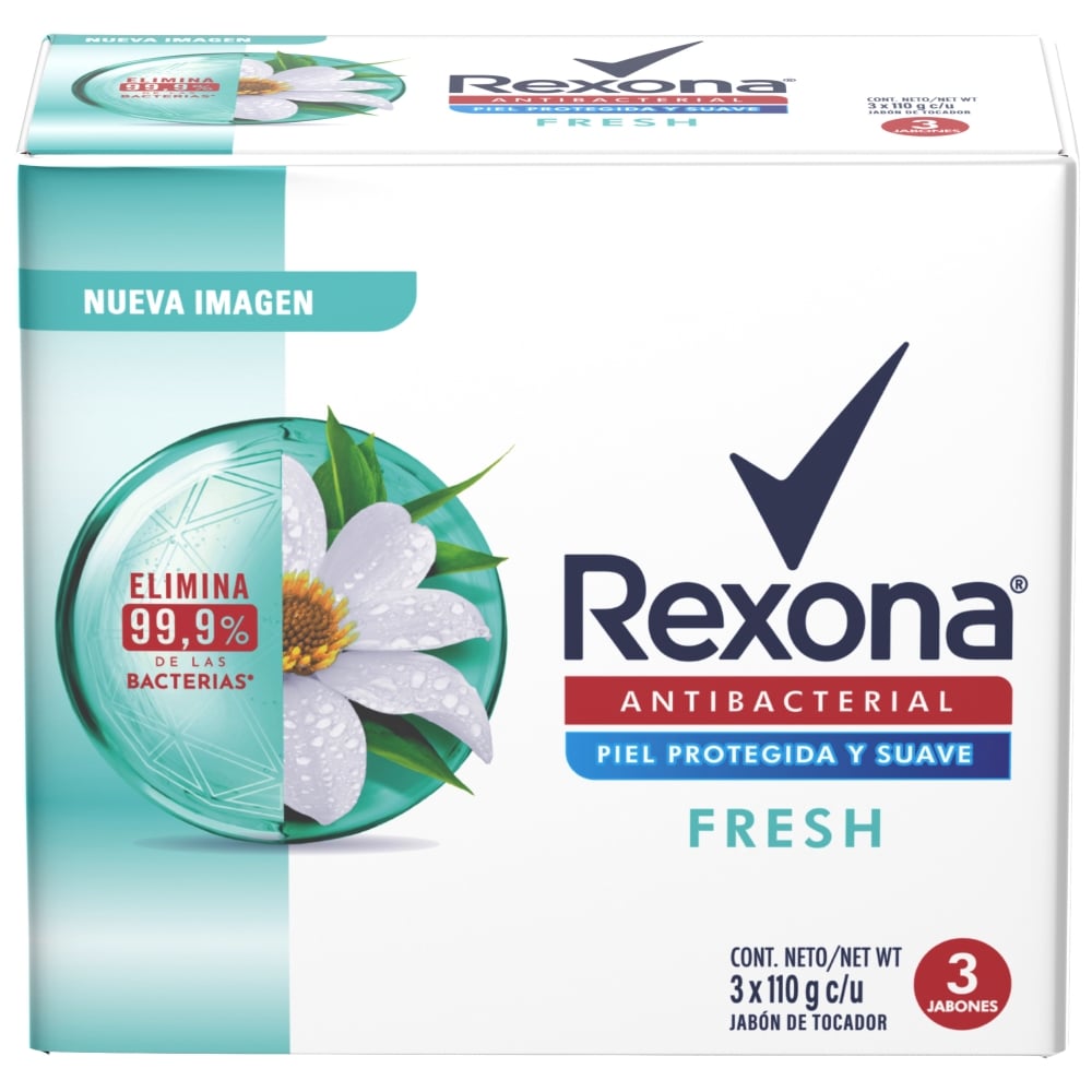 Jabon En Barrara Rexona Antibacterial Fresh Caja X 3Barra X 110Gr ...