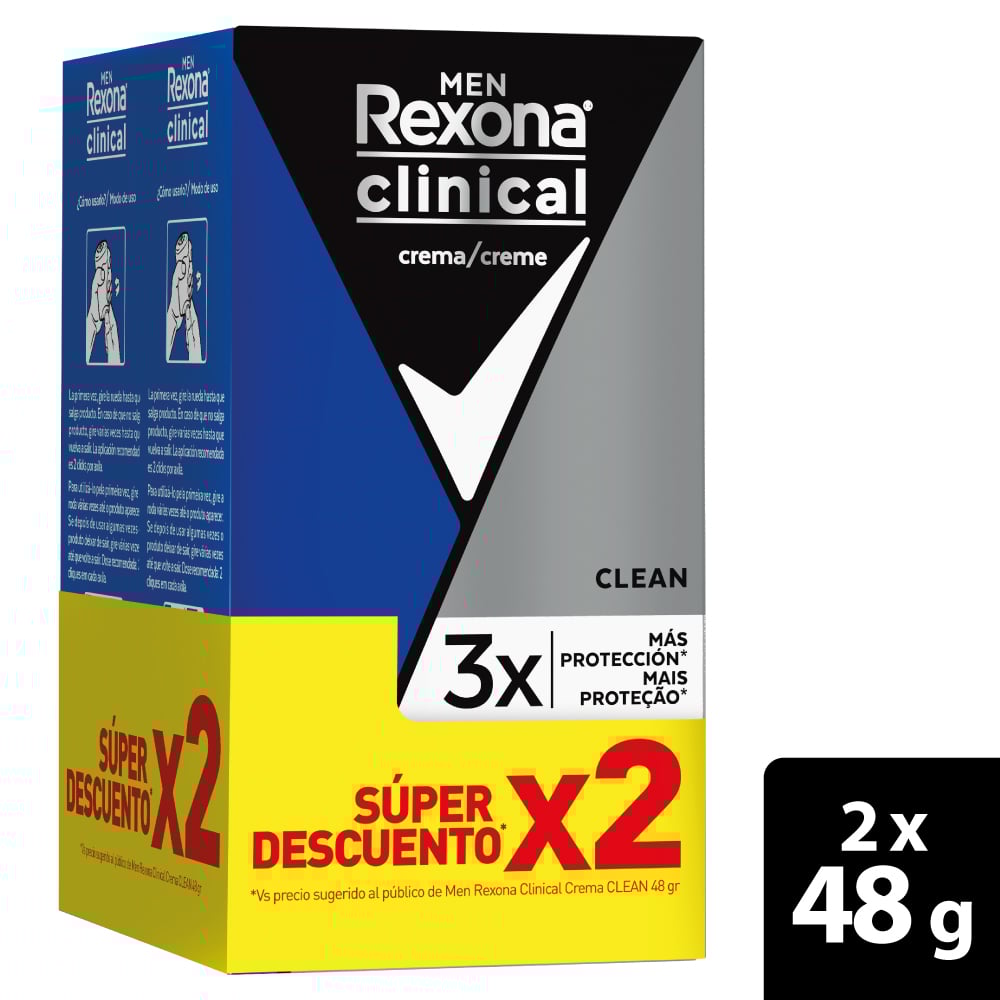 Desodorante Rexona Clinical Hombre Paquete X 2Barra X48Gr | Cruz Verde