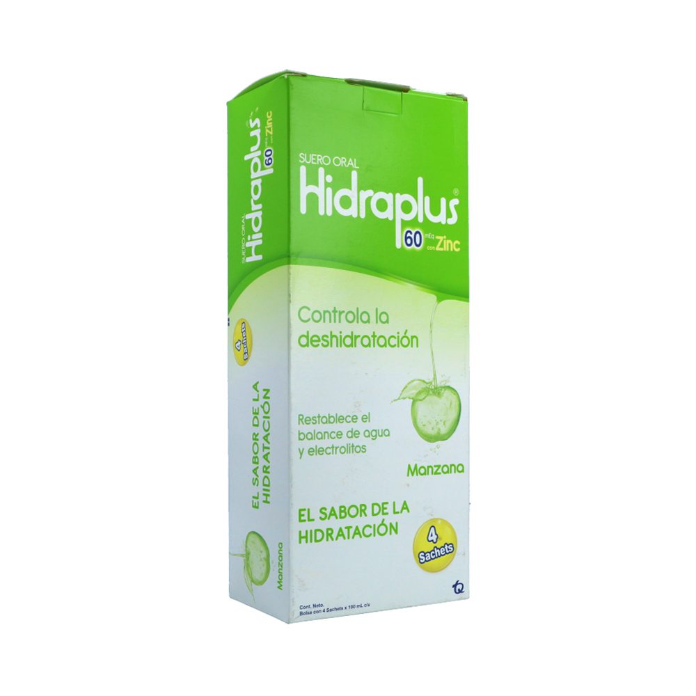 Hidraplus Zinc 60 Meq Caja X 4 Sobres X 100mL Solución Oral Manzana ...