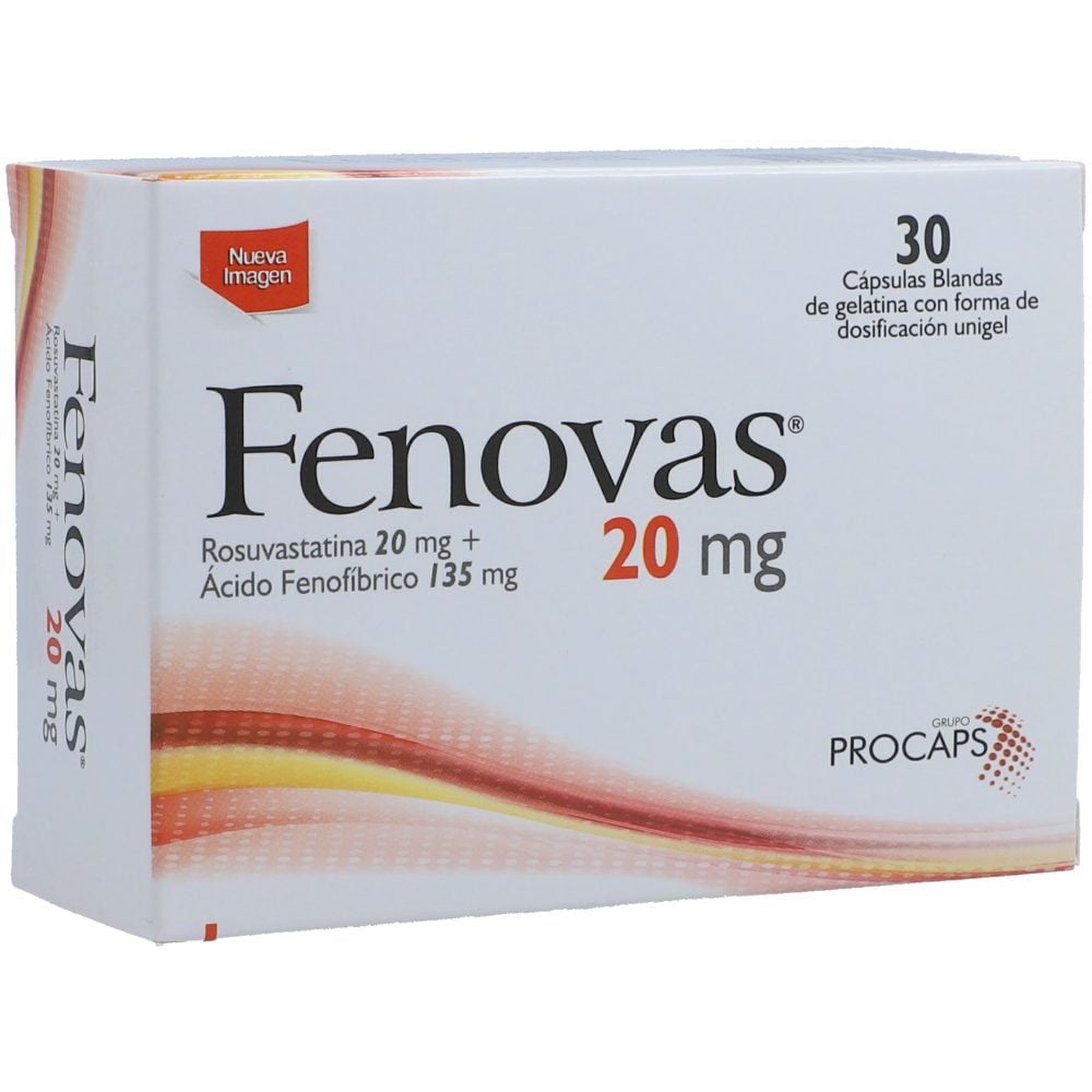 Fenovas 20 mg + 135 mg · 30 Cápsulas Blandas