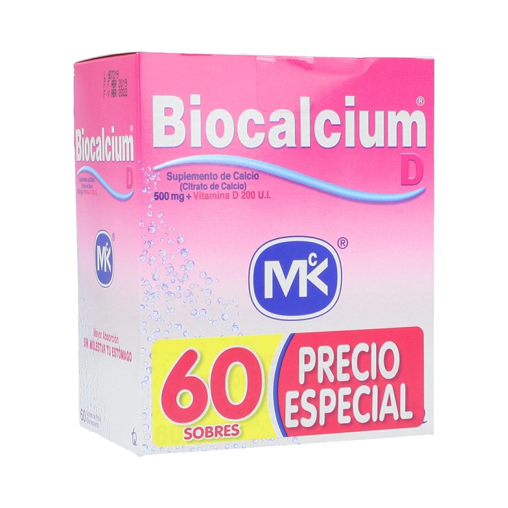 Promo Biocalcium D Sobre Polvo Efervescente (500 mg+200 UI) Caja X 60 ...