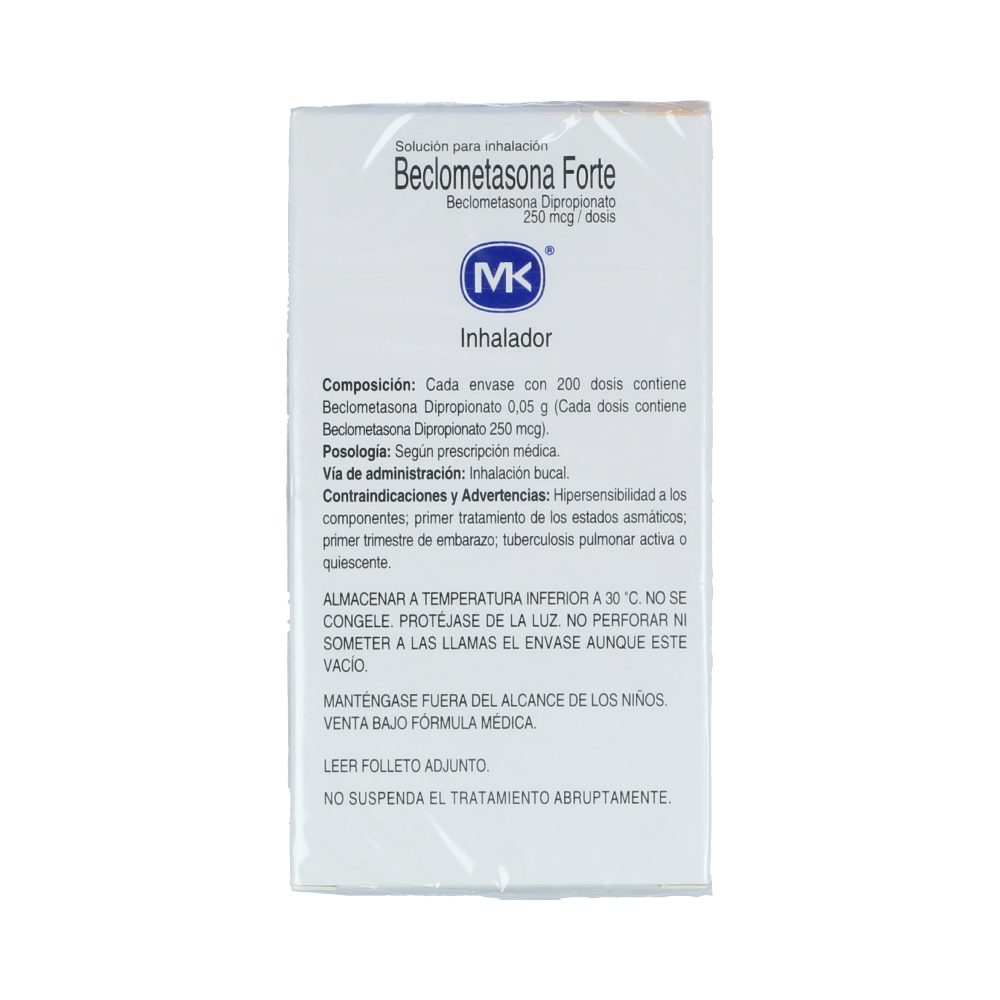 Beclometasona Forte Inhalador 250Mcg/Dosis Frasco X 200Dosis | Los ...