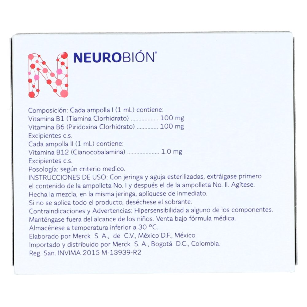 Neurobion Solución Inyectable 100 / 100 / 1 MG Caja x 3 ampollas I (1mL ...