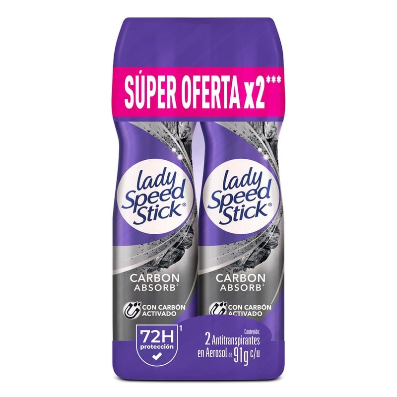 Promo Desodorante Lady Speed Stick En Aerosol Carbon Absorb Paquete X 2 ...