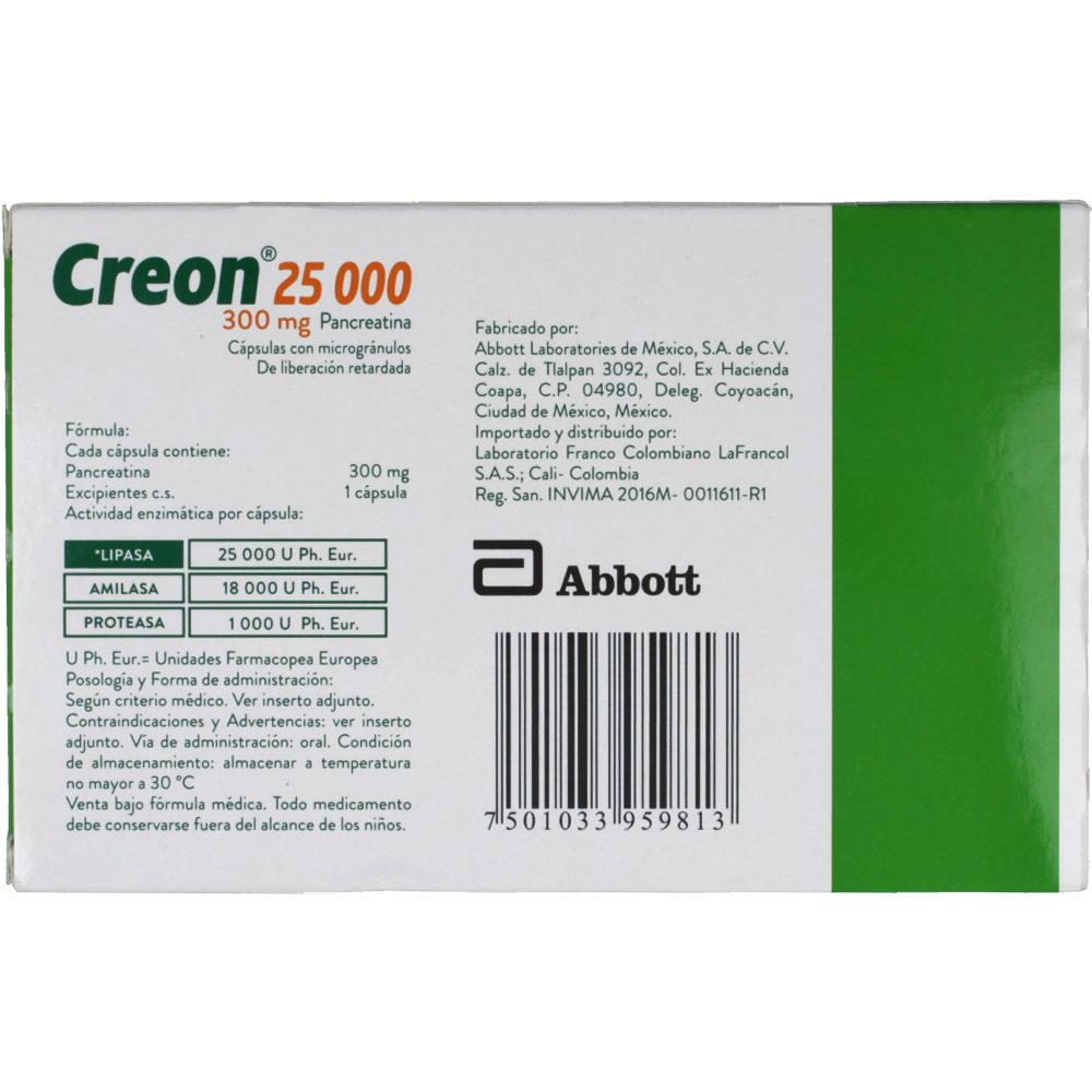 Creon 25000 Cápsulas Con Migrogránulos Liberación Retardada 300Mg Caja X 50 | Los expertos en ...