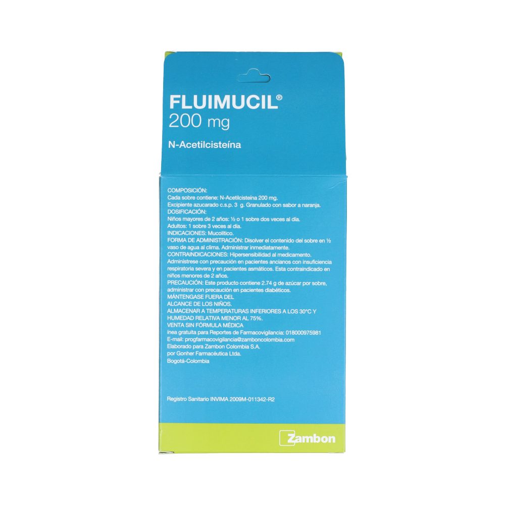 Fluimucil Granulado para Suspensión Oral 200mg Sobre X 3g | Los ...