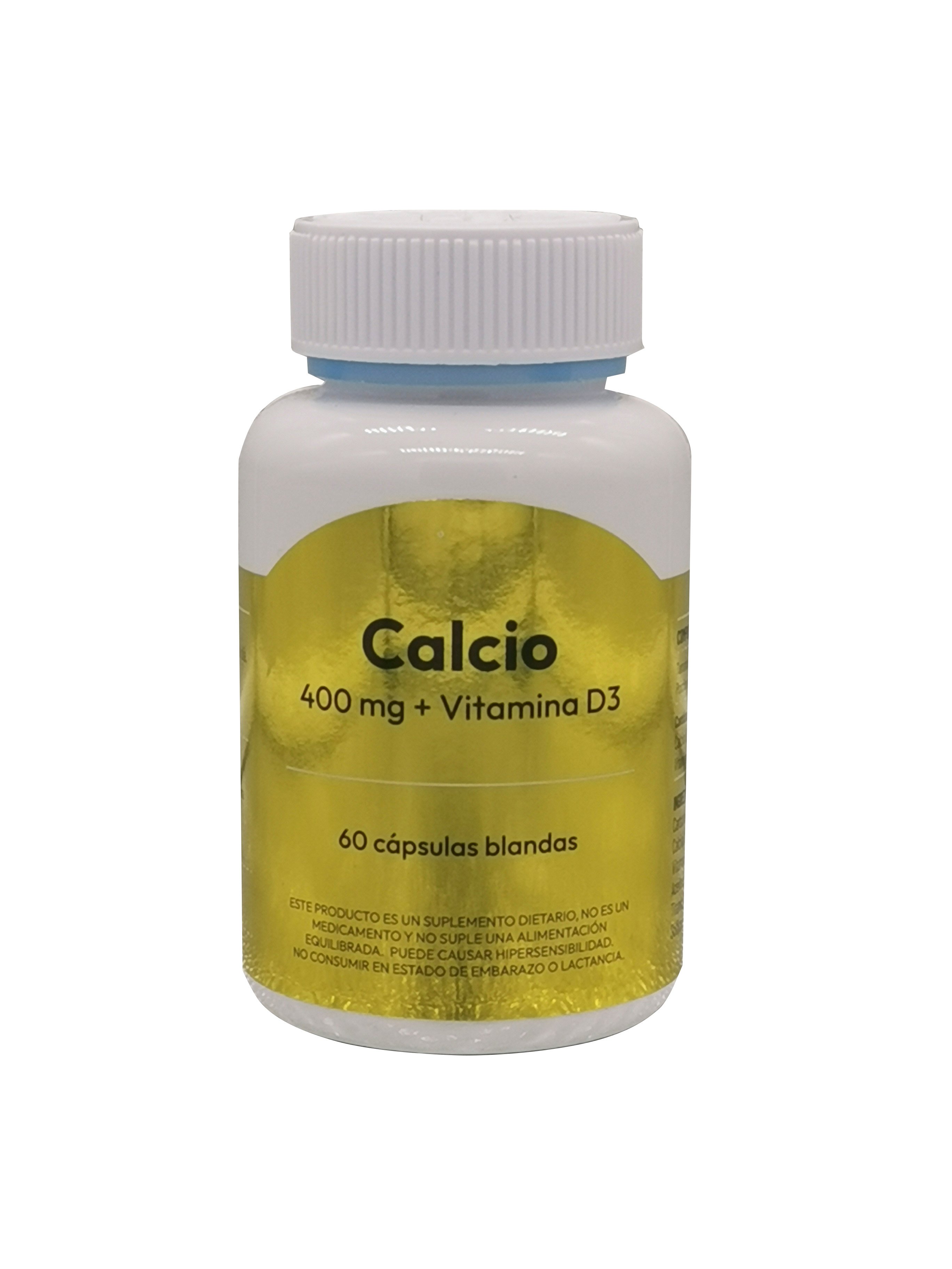 Calcio + Vitamina D3 400Mg + 100Ui Capsulas Blandas Frasco X 60