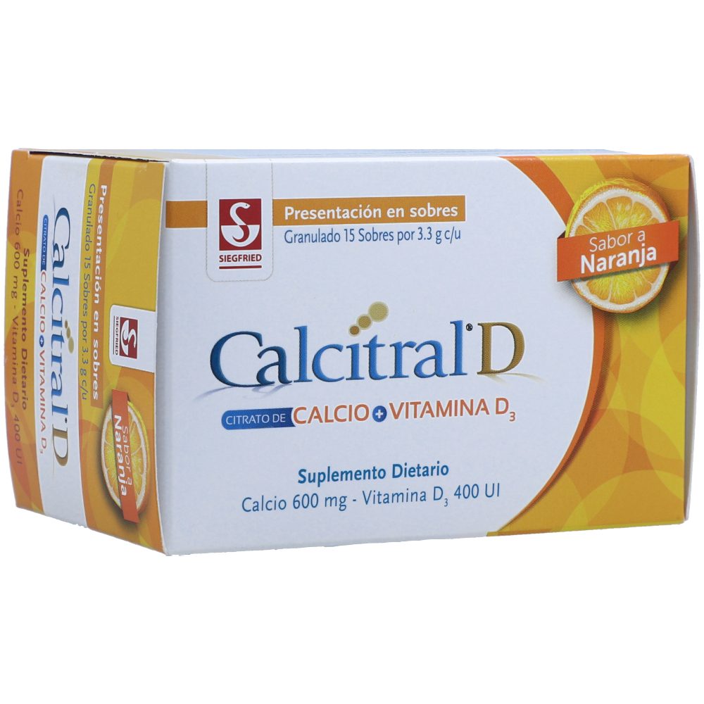 Calcitral D (600Mg+400Ui)/3.3Gr Granulado Caja X 15 Sobres Naranja ...