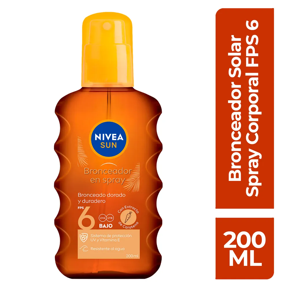 Bronceador En Spray Nivea Sun Fps 6 Dorado Y Duradero Frasco X 200Ml ...