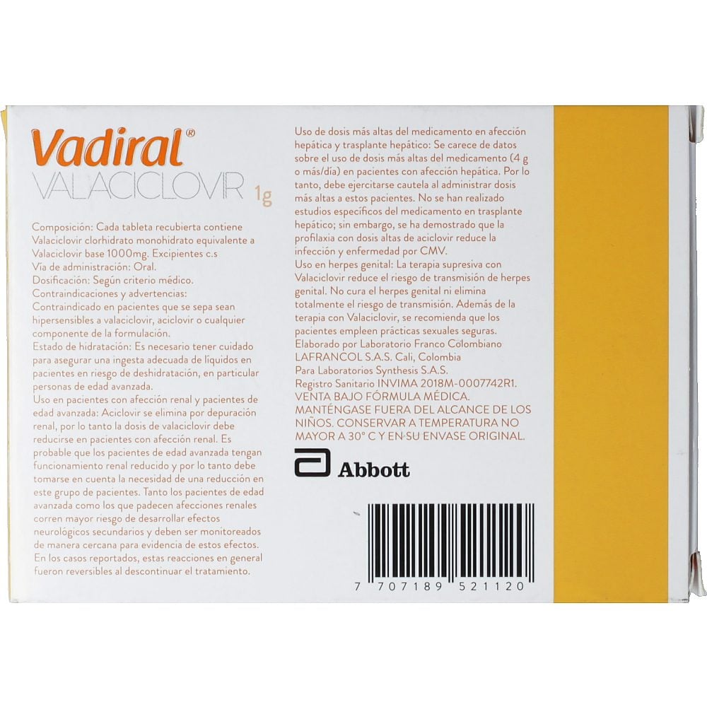Vadiral 1Gr Caja X 5 Tabletas Recubiertas | Los expertos en ahorro Cruz Verde Colombia