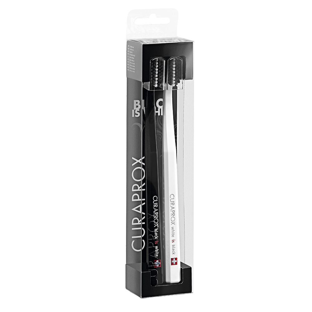 Pack Cepillos Curaprox White Is Black Paquete X 2 Blanco Y Negro