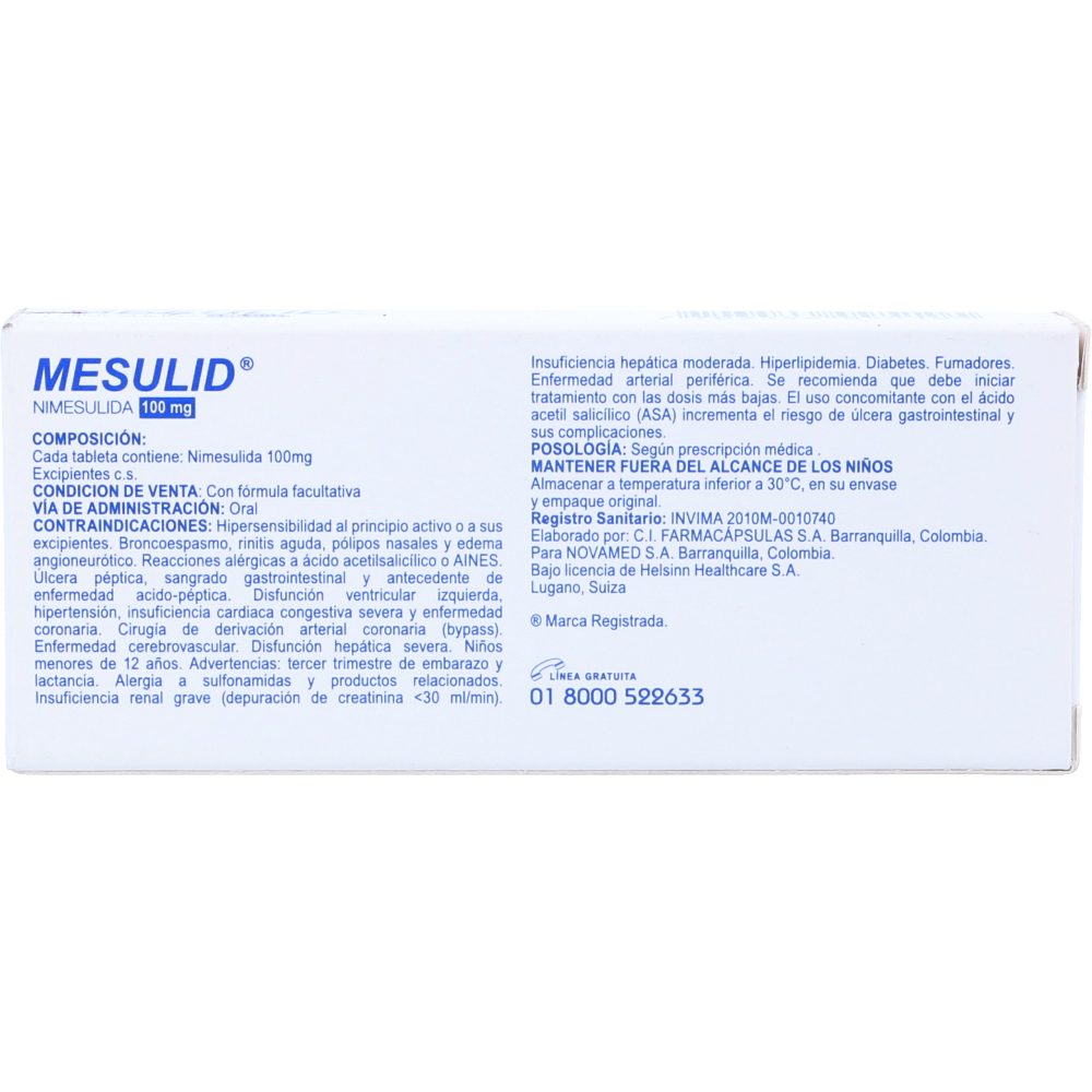 Mesulid Tabletas 100Mg Caja X 10 | Los expertos en ahorro Cruz Verde ...
