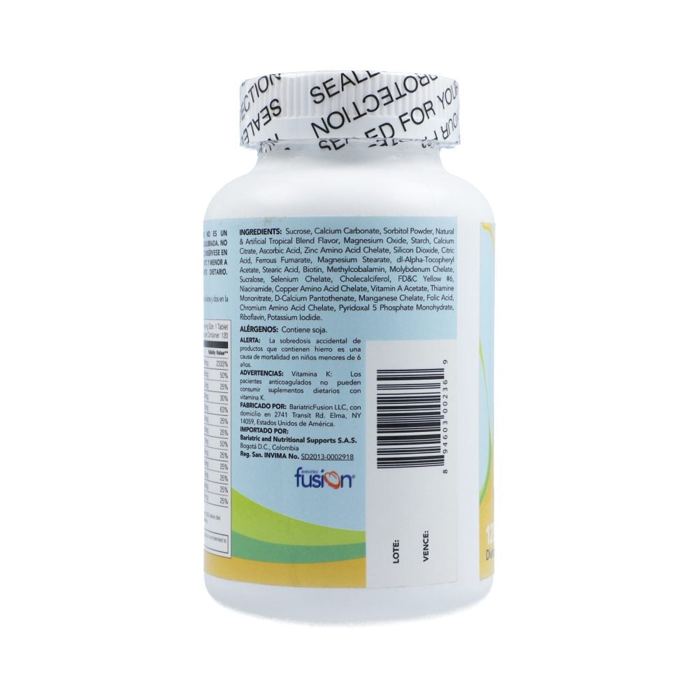 Bariatric Fusion Tabletas Masticables Sabor Tropical Frasco X 120 | Los ...