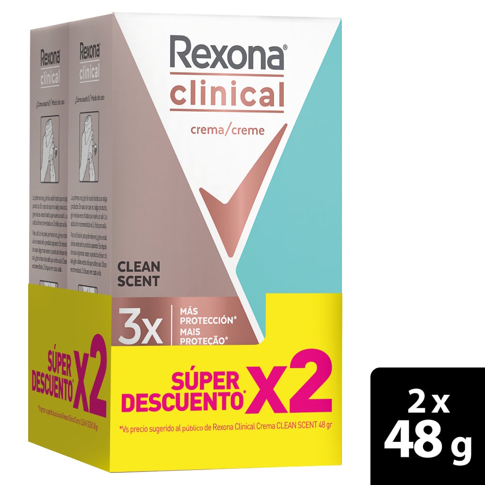Promo Desodorante Rexona Clinical Clean Scent Paquete X 2 Barra X 48Gr ...