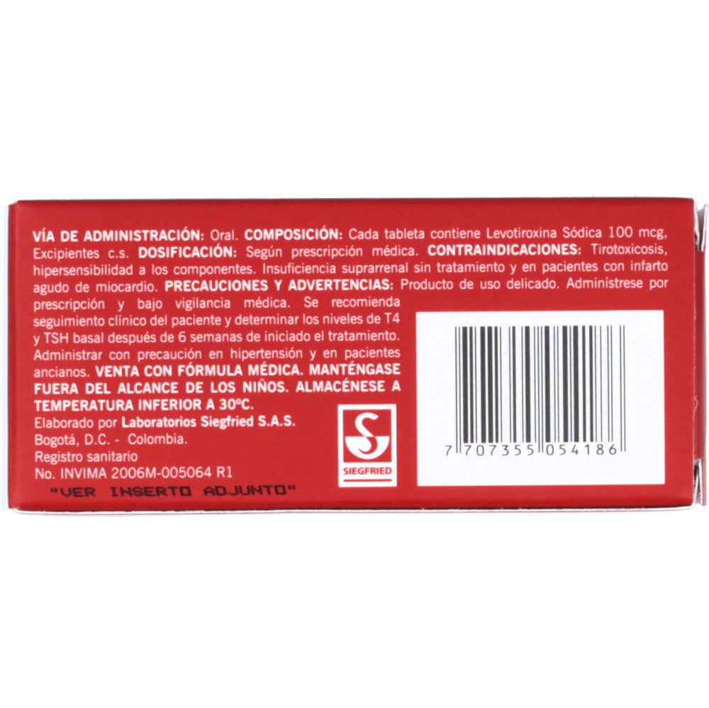Tiroxín Tabletas 100Mcg Caja X 50 | Los expertos en ahorro Cruz Verde ...