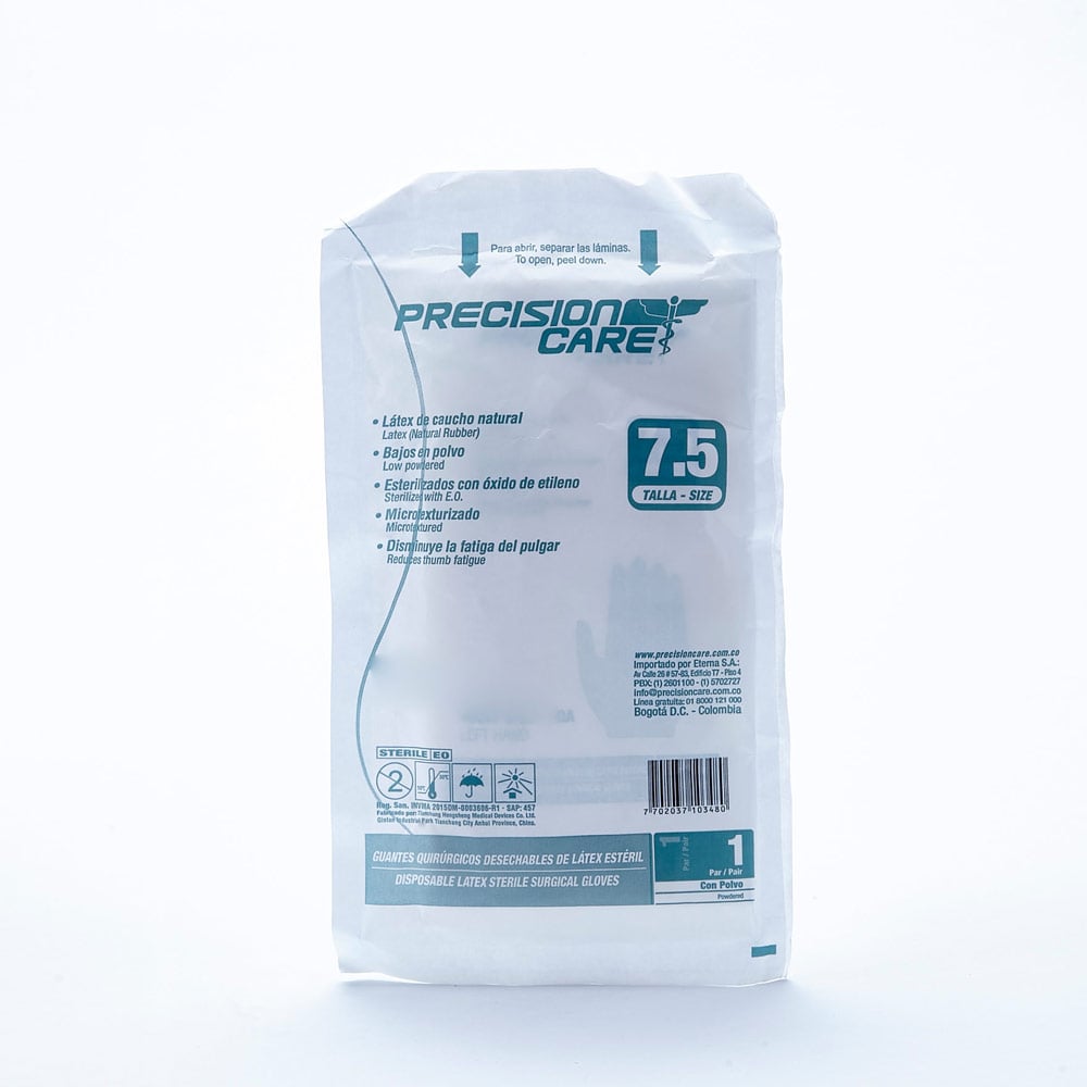 Guante Quirúrgico Precisión No. 7.5 Sobre X 1 Par | Cruz Verde