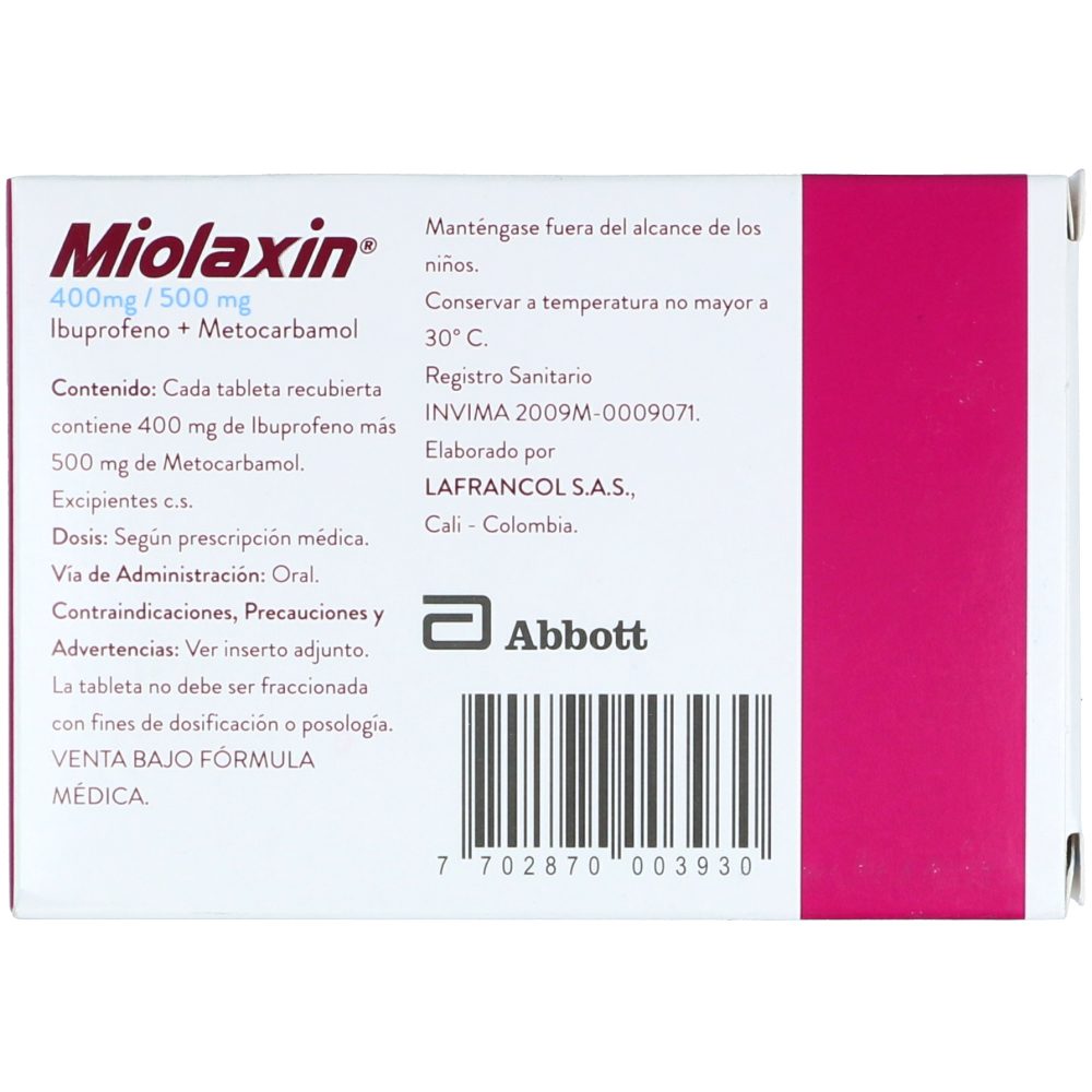 Miolaxin 500Mg+400Mg Caja X 20 Tabletas | Los expertos en ahorro Cruz ...