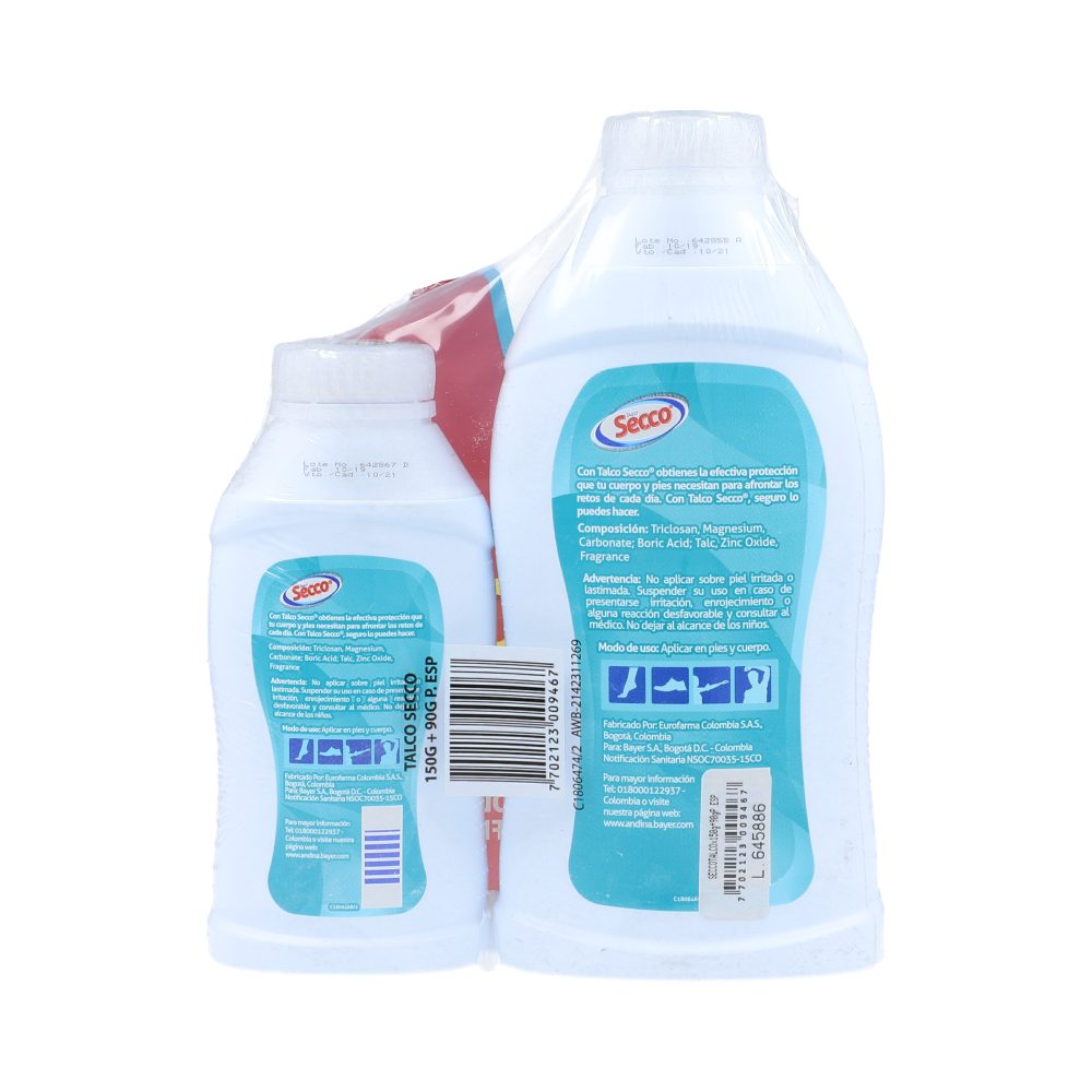 Talco Secco Paq uete X 2 (150Gr + 90Gr) | Los expertos en ahorro Cruz ...