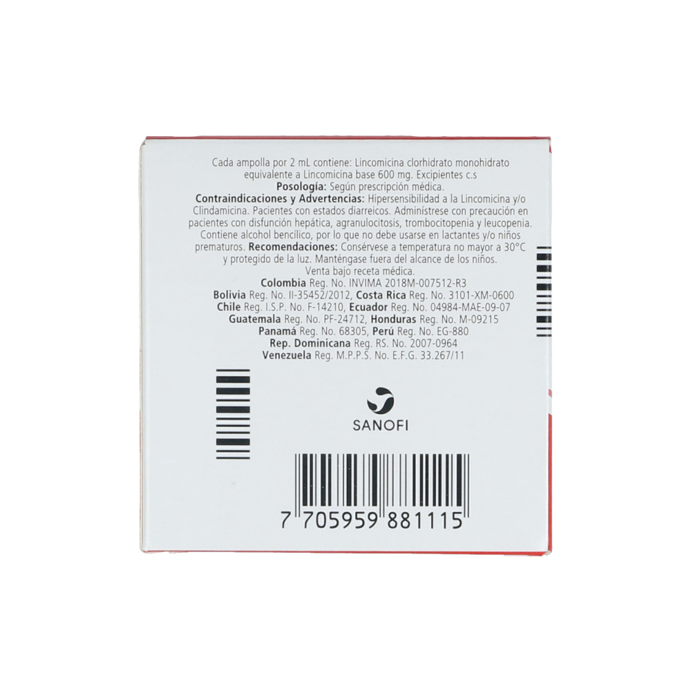 Lincomicina 600 Mg/2 Ml Solución Inyectable Ampolla X 2Ml | Los ...