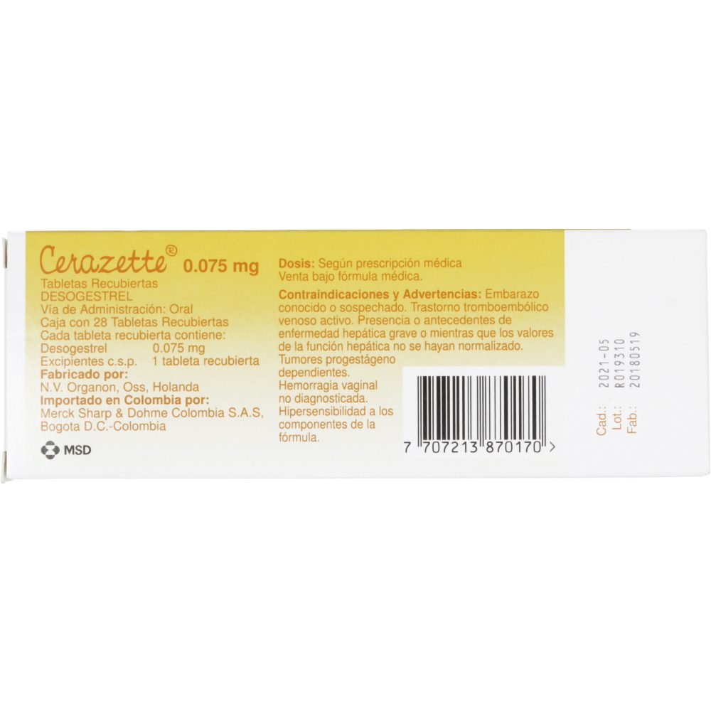 Cerazette Tabletas Recubiertas 75Mcg Caja X 28 | Los expertos en ahorro ...