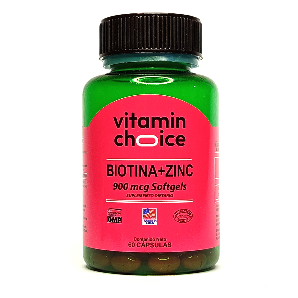 Suplemento Dietario Vitamin Choice Biotina + Zinc 900Mcg Capsulas ...