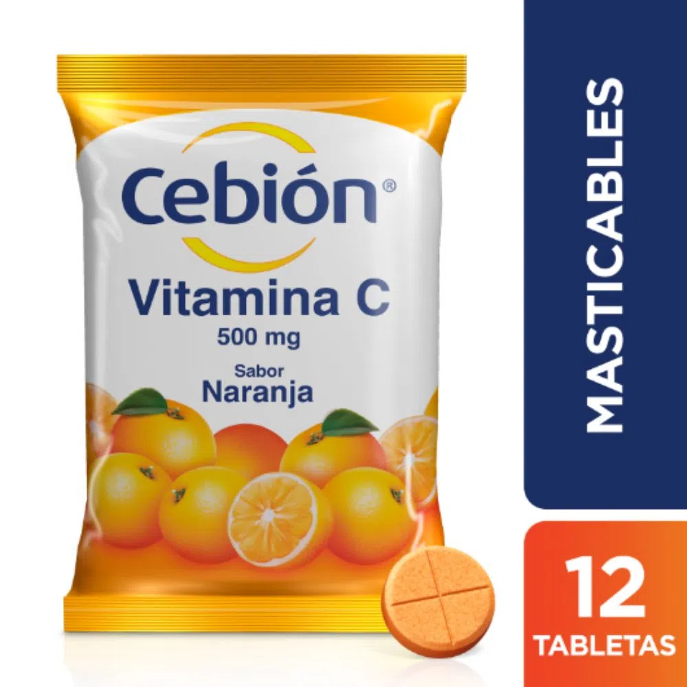 Cebión Tabletas Masticables de Vitamina C - Sabor a Naranja x 12 ...