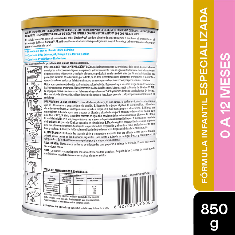 Similac Antireflujo Tarro X 850Gr | Los expertos en ahorro Cruz Verde ...