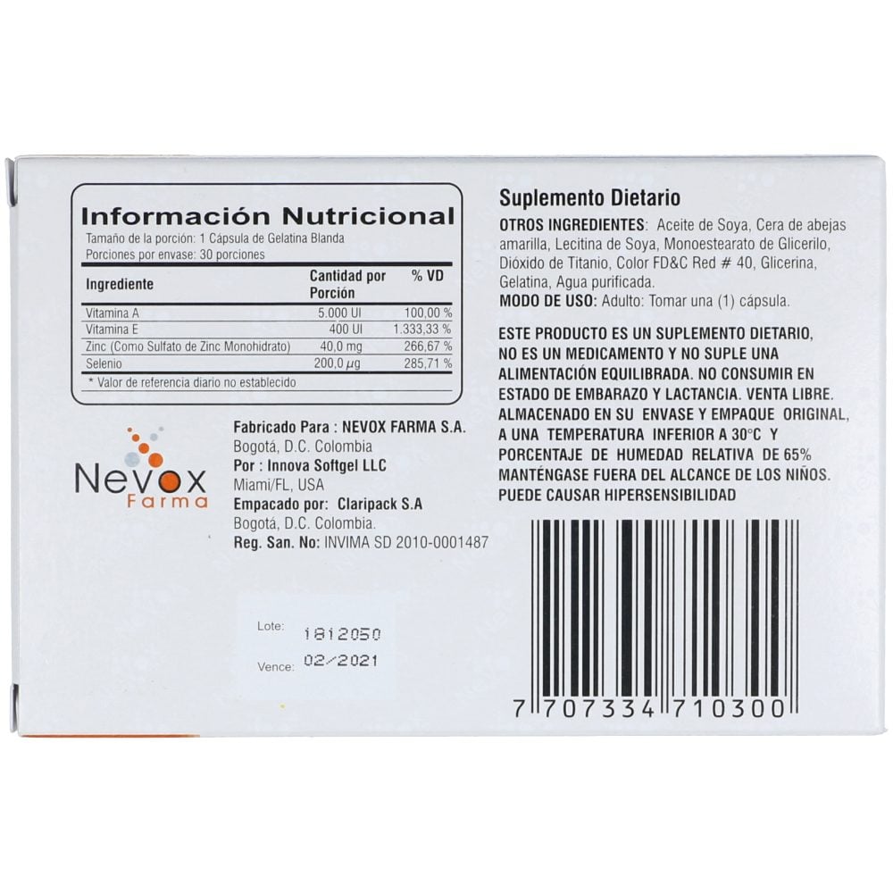 Acevital Nx Suplemento Dietario Cápsulas Blandas Caja X 30 | Los ...