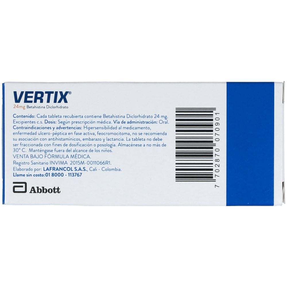 Vertix Tabletas Recubiertas 24Mg Caja X 30 | Los expertos en ahorro ...