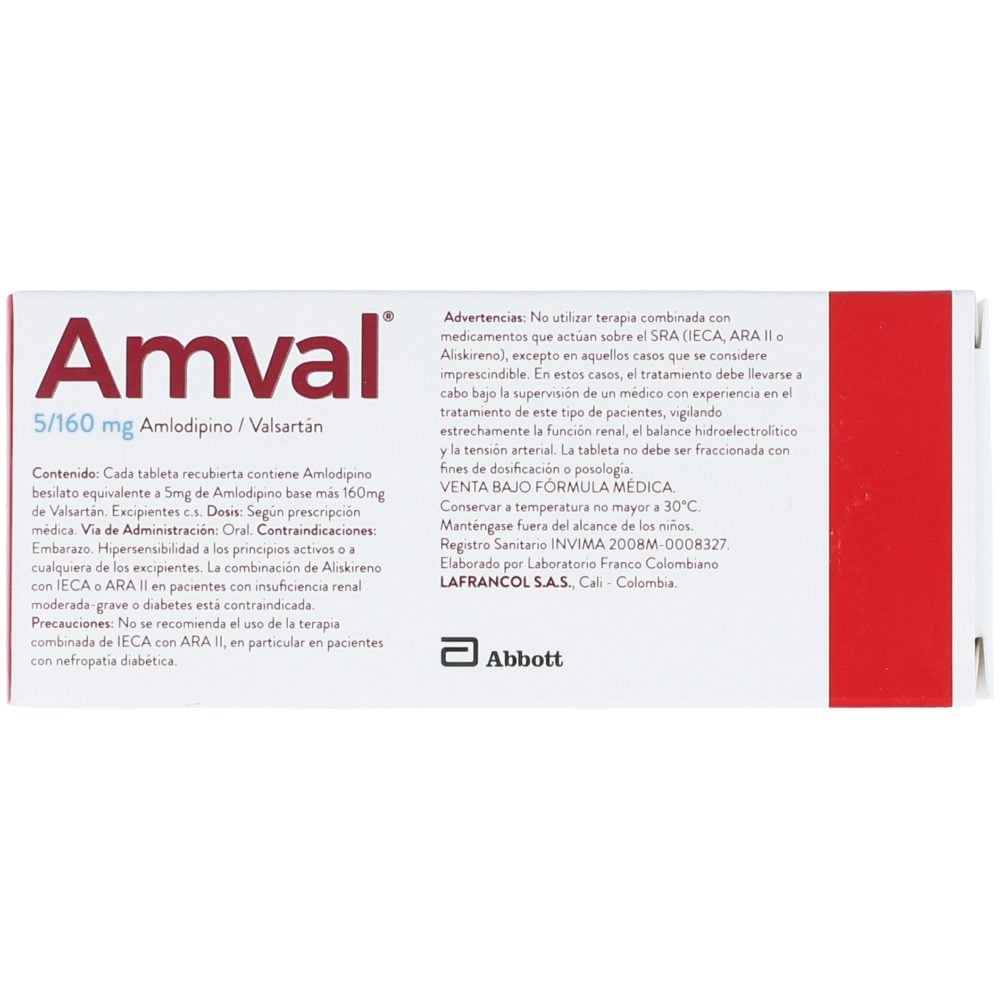 Amval Tabletas Recubiertas (5+160)Mg Caja X 28 | Los expertos en ahorro ...
