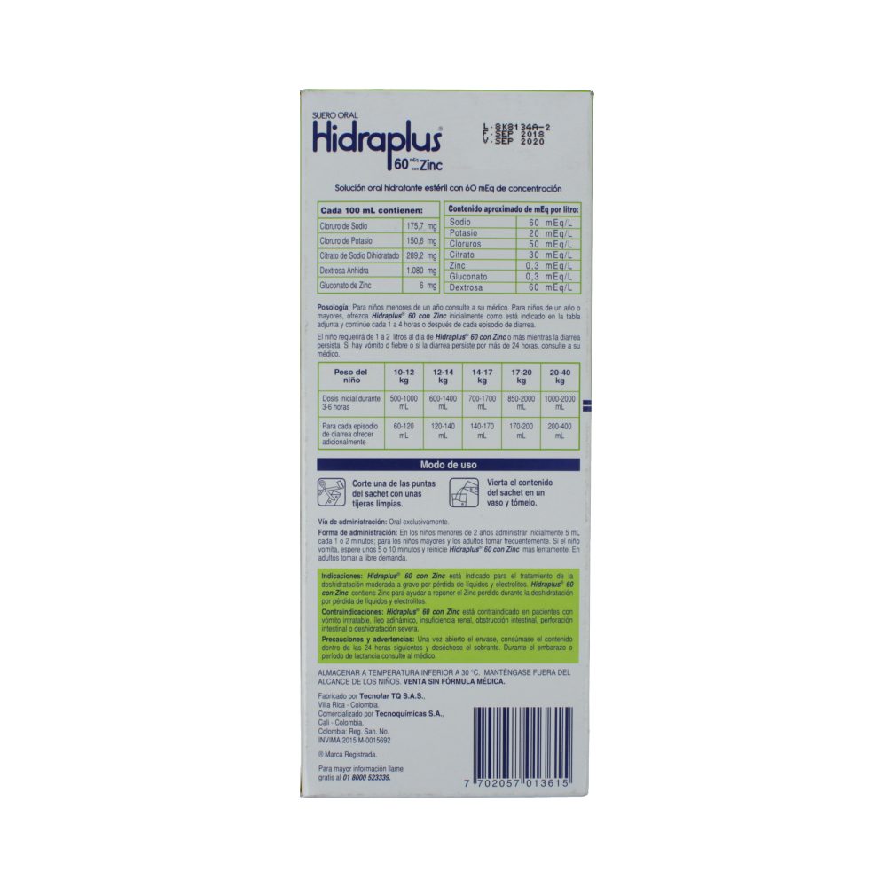 Hidraplus Zinc 60 Meq Caja X 4 Sobres X 100mL Solución Oral Manzana ...