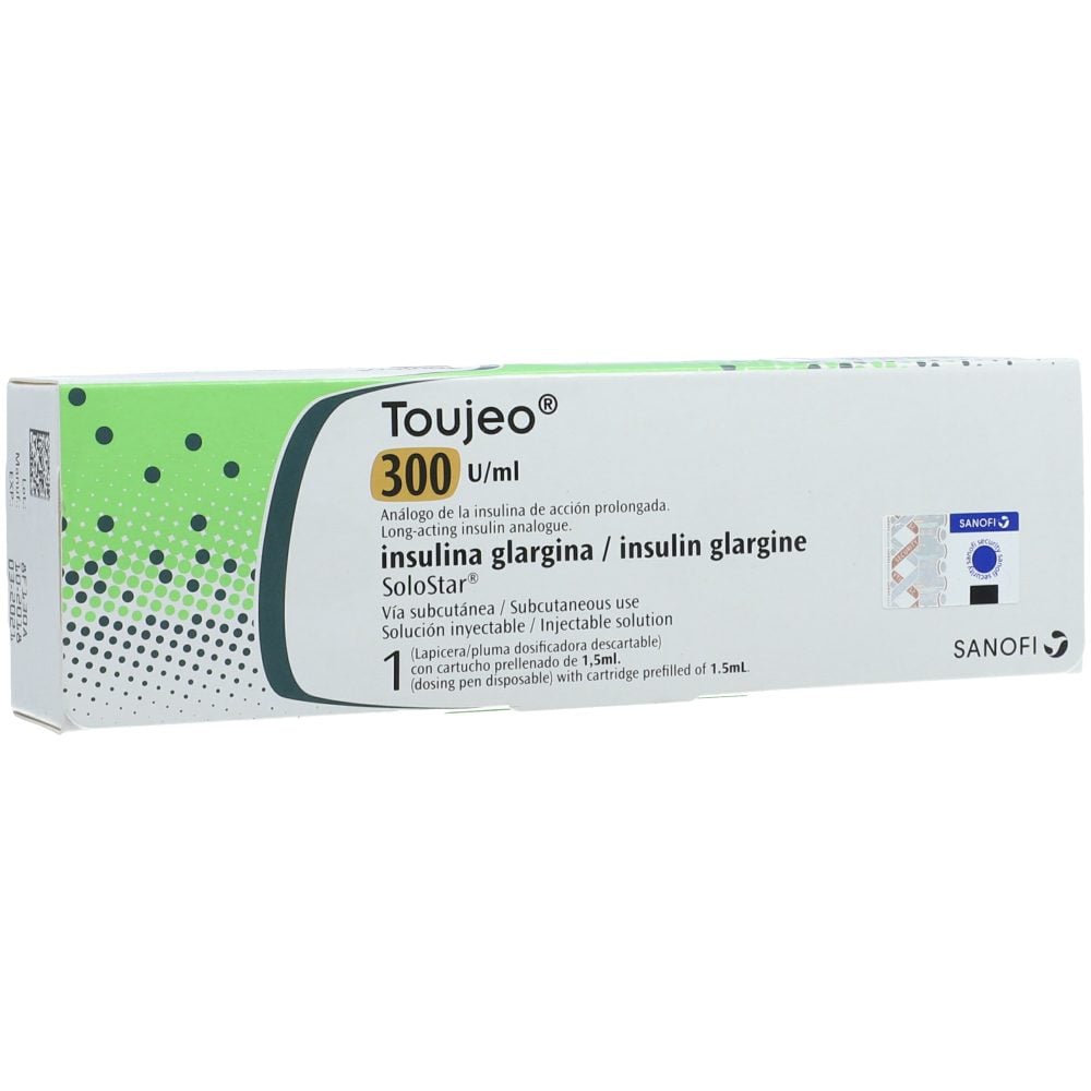 Toujeo 450 UI/1.5 mL (300 UI /mL) Solución Inyectable Caja X 1 Pen X 1. ...